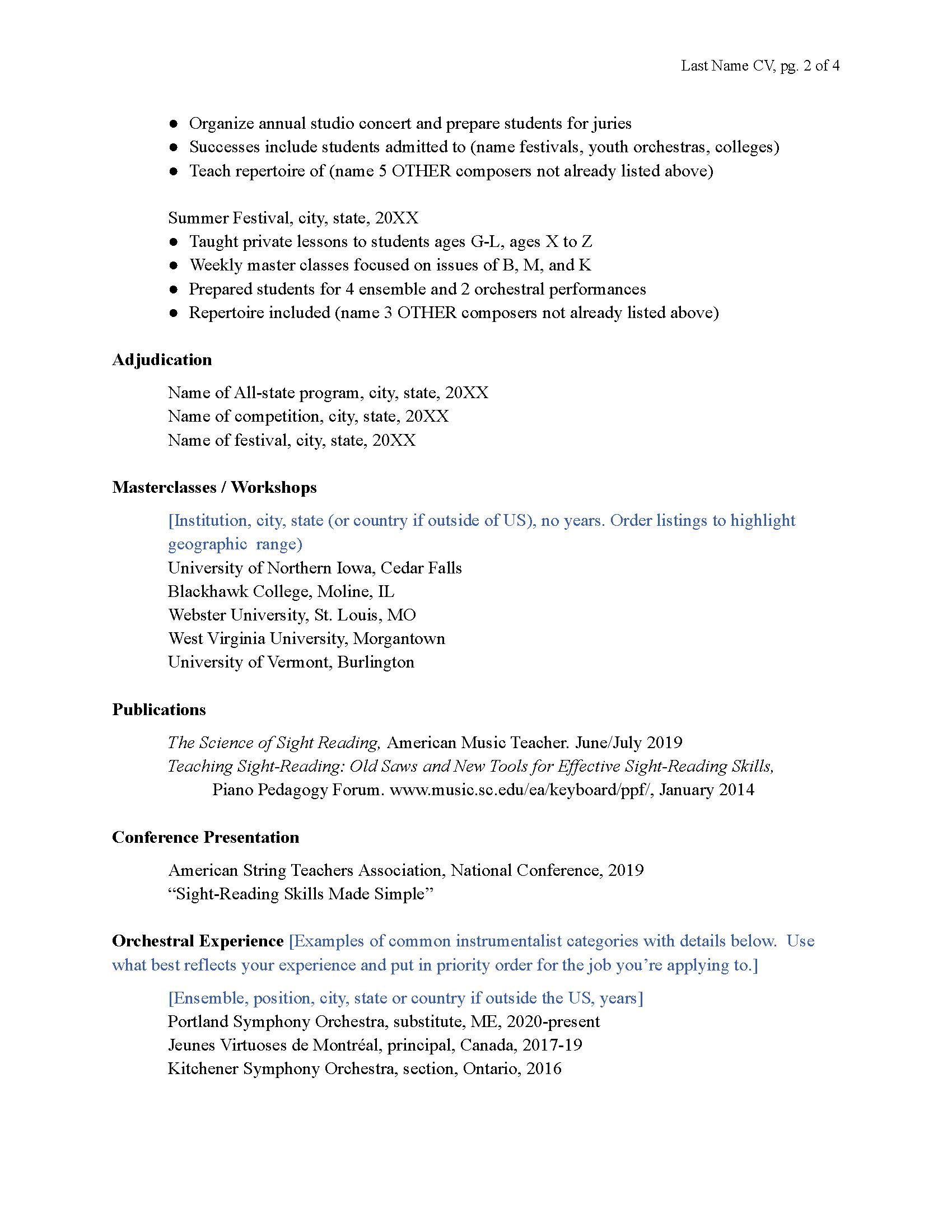 Musician CV: Secrets to Winning a College Teaching Job